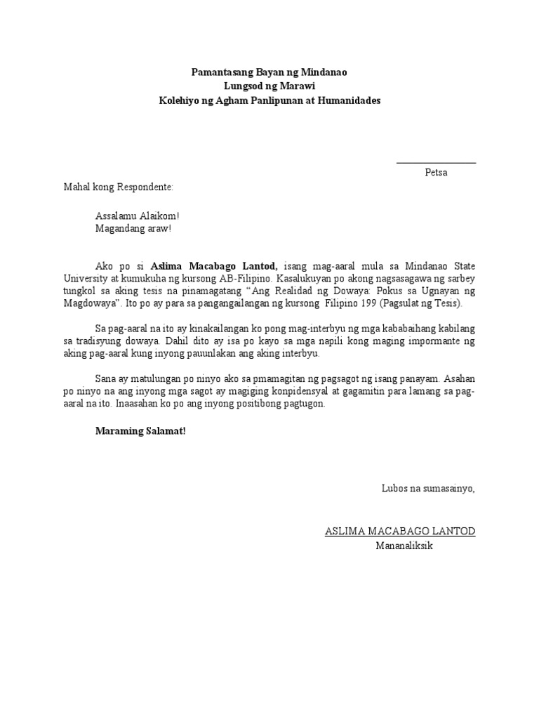 Liham para Sa Mga Impormante | PDF