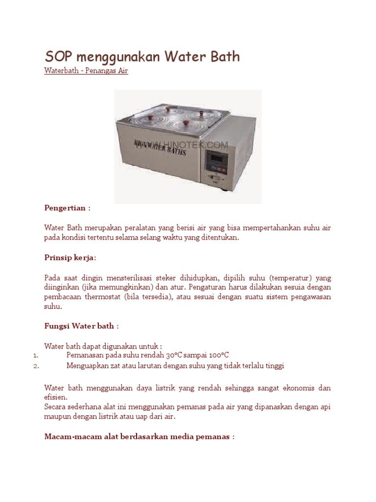 Water Bath SOP Guide Under 40 Characters | PDF