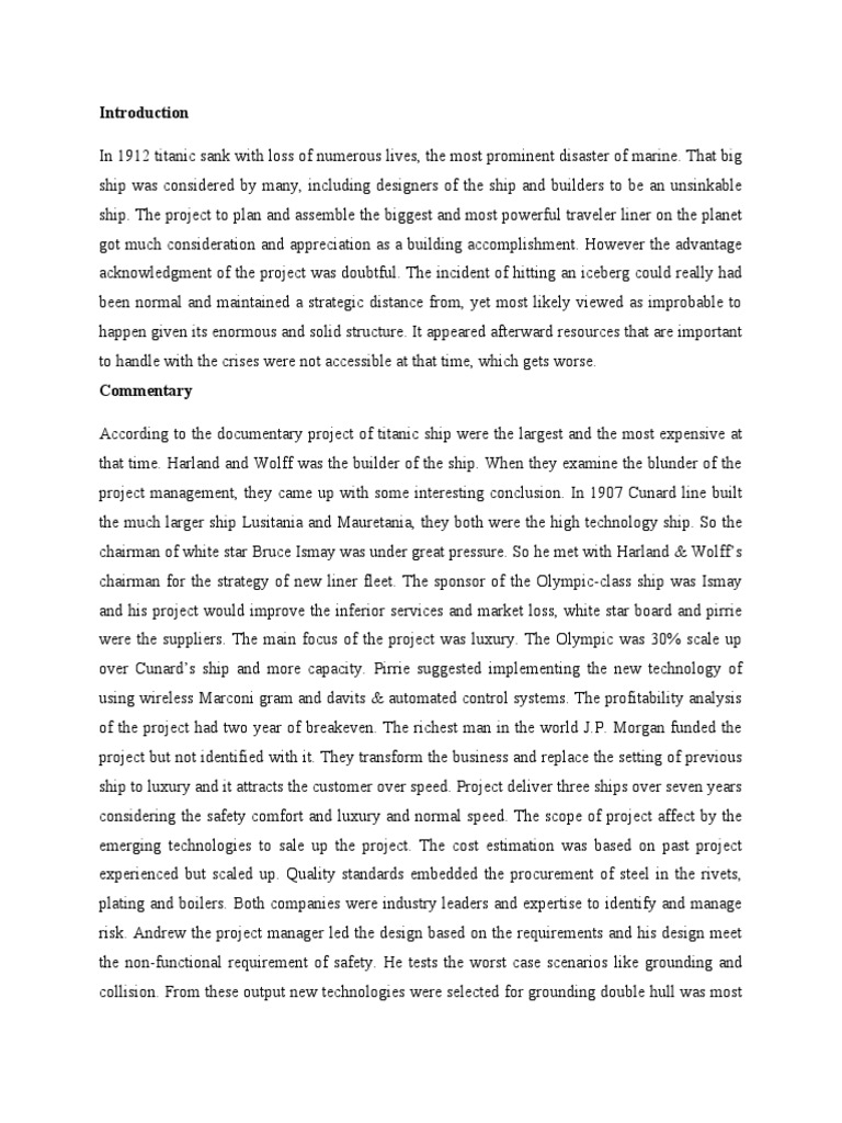 Titanic Case Study | PDF | Ocean Liners | Watercraft