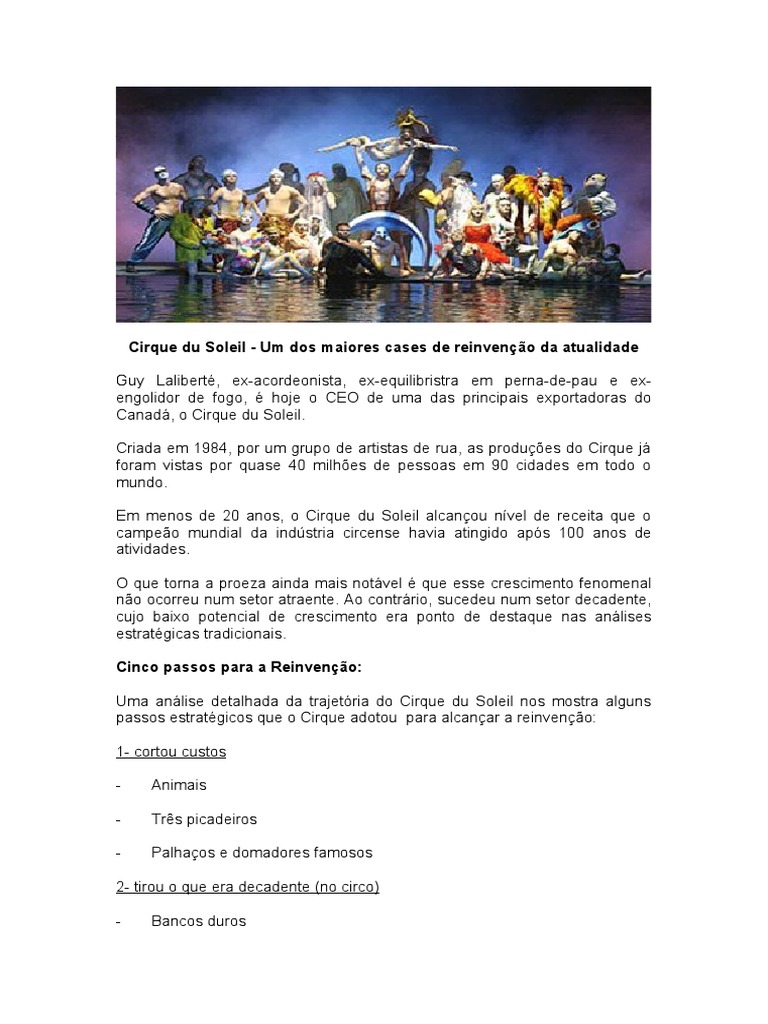 Reinvenção do Cirque du Soleil | PDF | Circo | Inovação