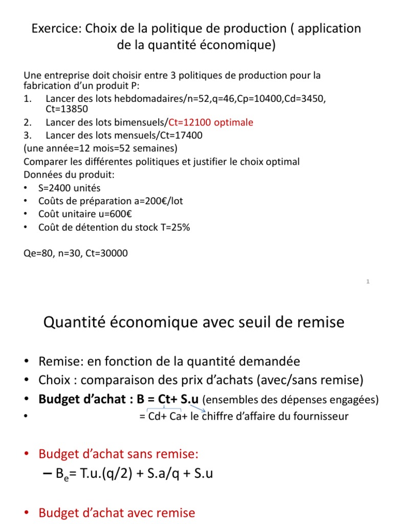 Cours2 GS | PDF | Inventaire | Planification
