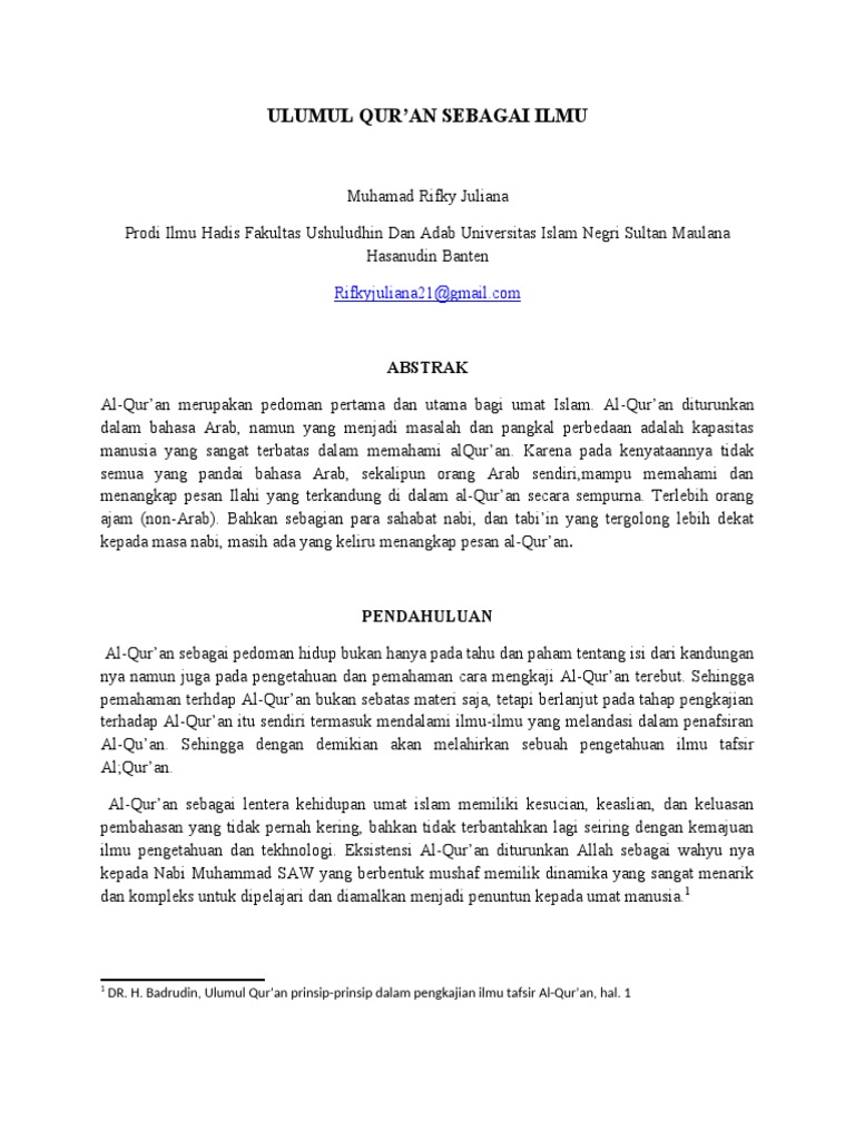 Ulumul Qur'an Muh Rifky Juliana | PDF
