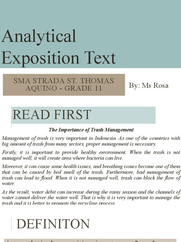 Analytical Exposition Text: Sma Strada St. Thomas Aquino - Grade 11 By ...