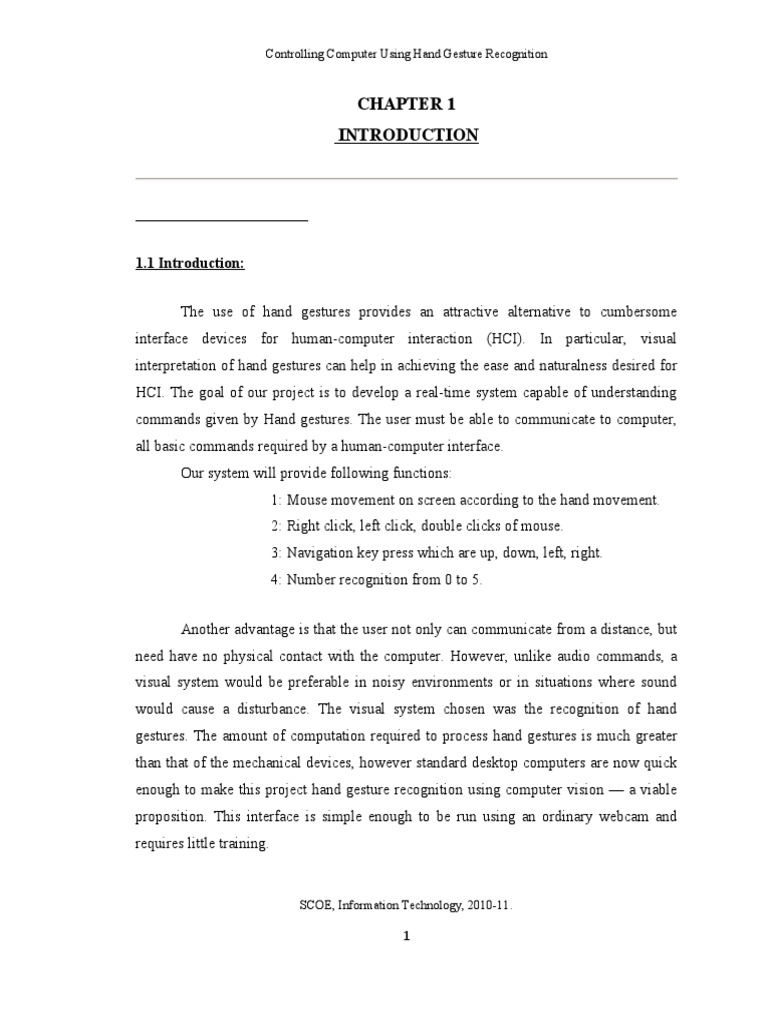 Controlling Computer Using Hand Gesture Recognition | PDF | Formal ...