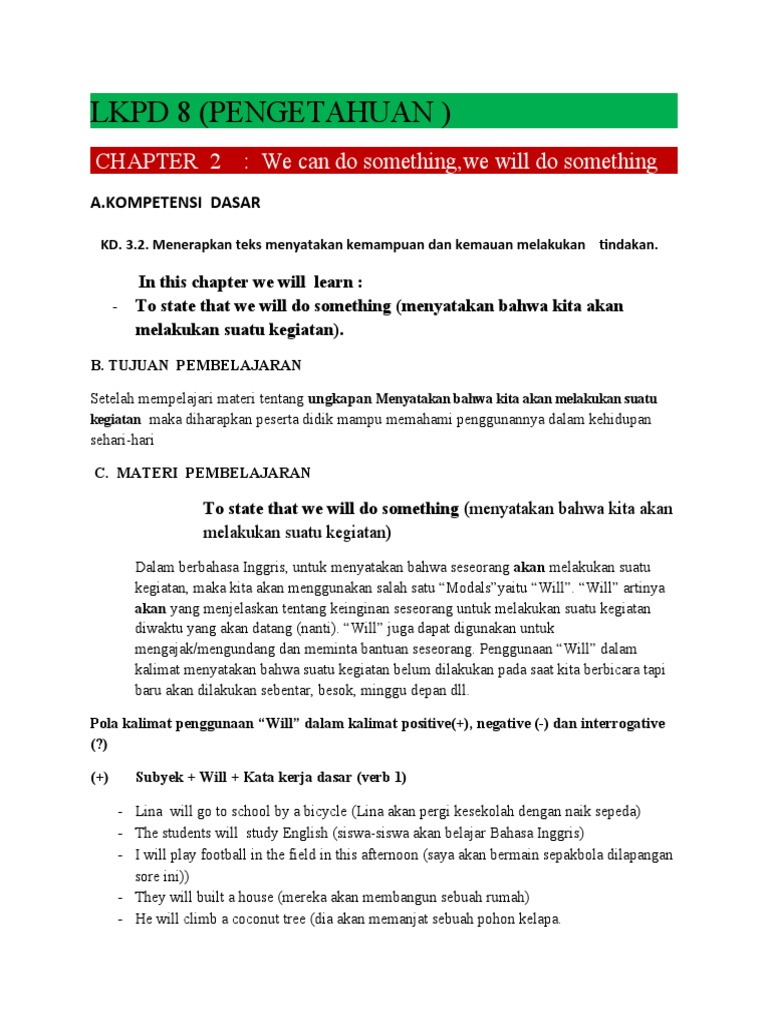 LKPD 8 BHS - Inggris KLS 8 Ganjil | PDF