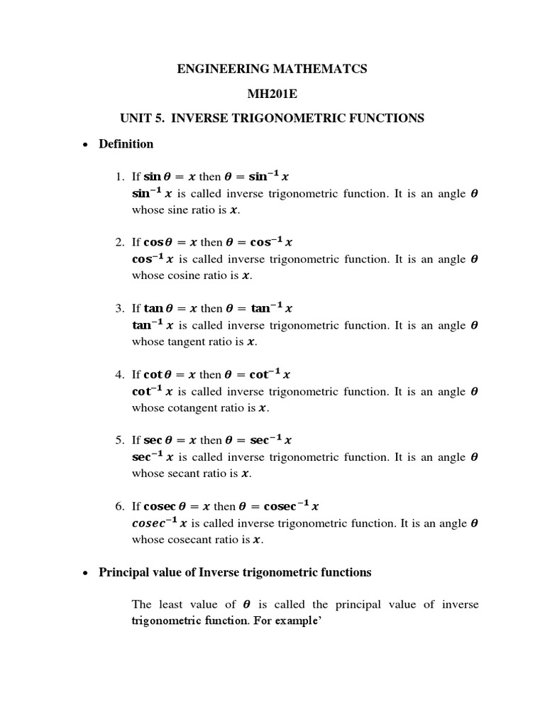 Inverse Trigonometric Functions | PDF | Trigonometric Functions ...