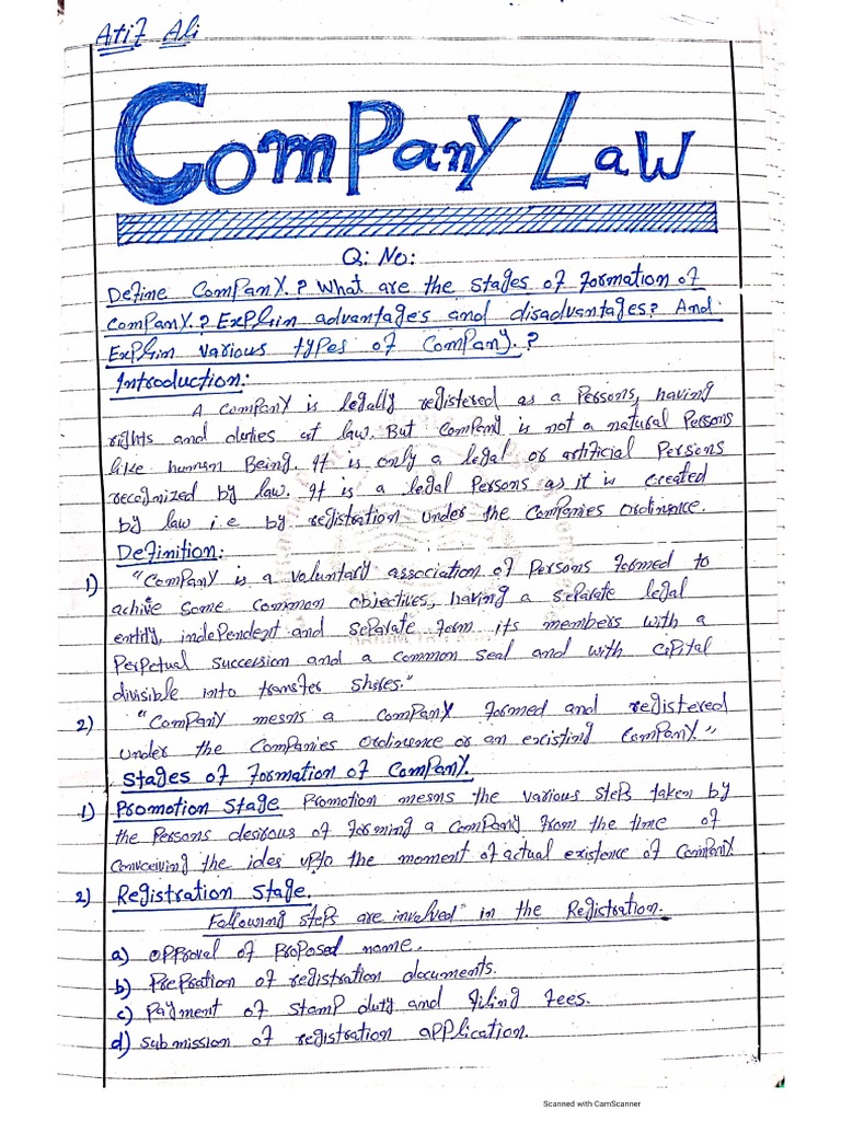 Important Question Company Law | PDF