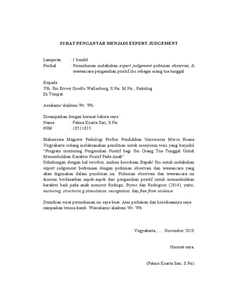 Surat Keterangan Expert Judgement | PDF