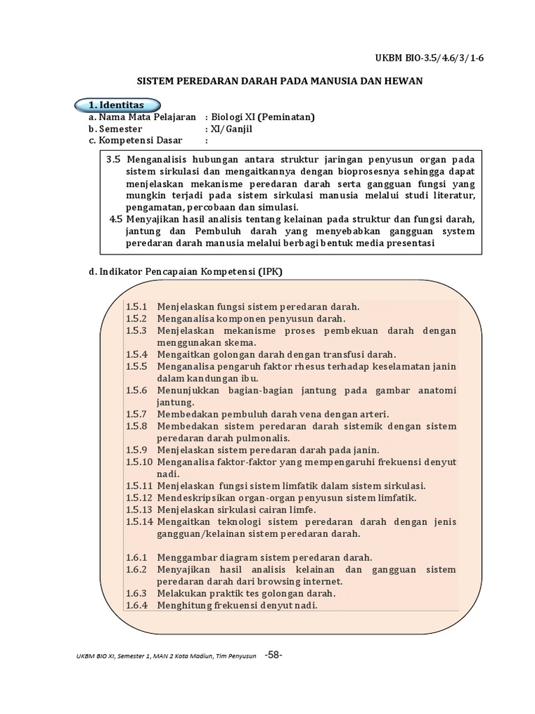 Ukbm 6 Sistem Sirkulasi | PDF