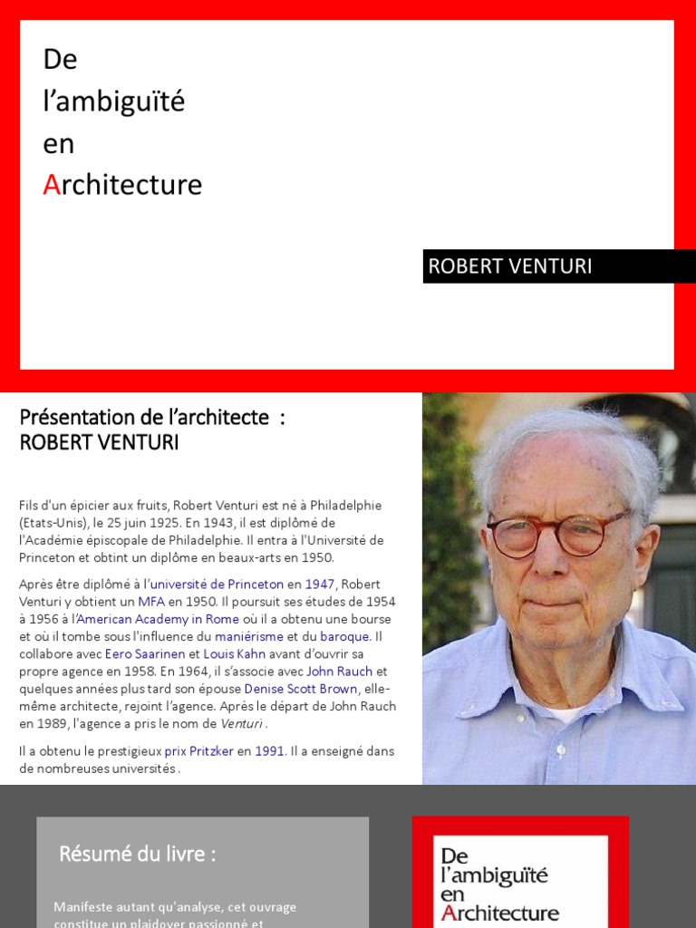 Ambiguïté en architecture selon Venturi | PDF | Conception | Conception ...