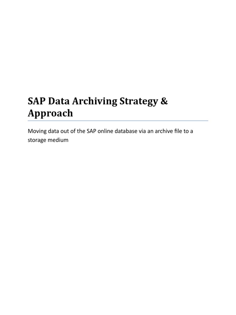 SAP Data Archiving Strategy | PDF | Computer File | Databases