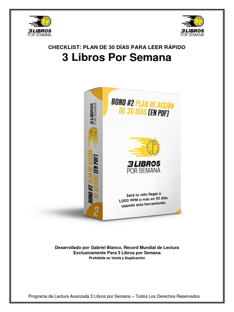 Checklist Plan de 30 Días 3 Libros | PDF | Crecimiento personal y ...