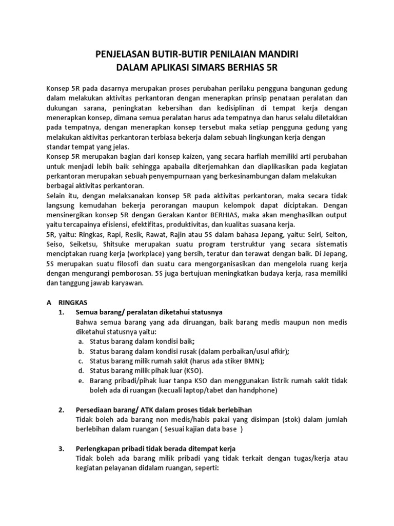 Juknis Aplikasi SIMARS 5R Lomba Kebersihan | PDF