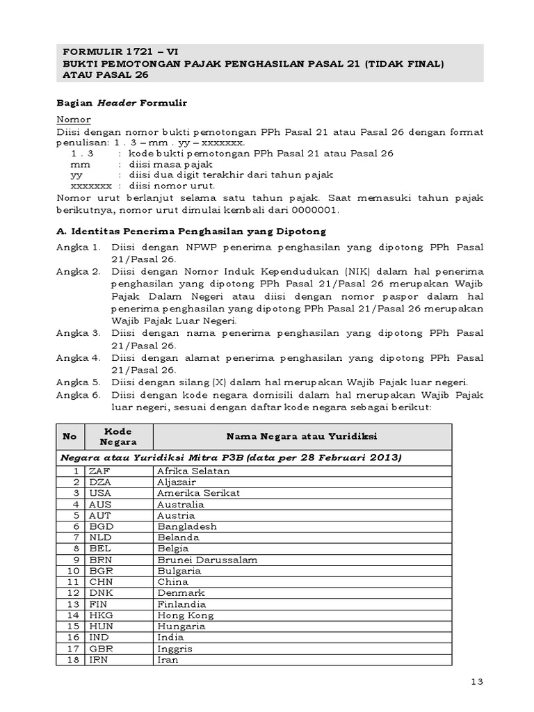 Petunjuk Pengisian 1721-VI | PDF