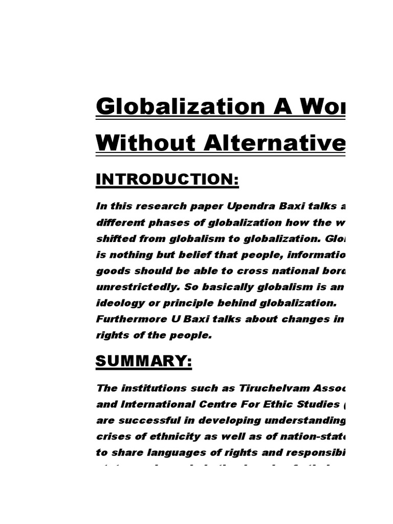 Globalization A World Without Alternatives? | PDF | Globalization ...