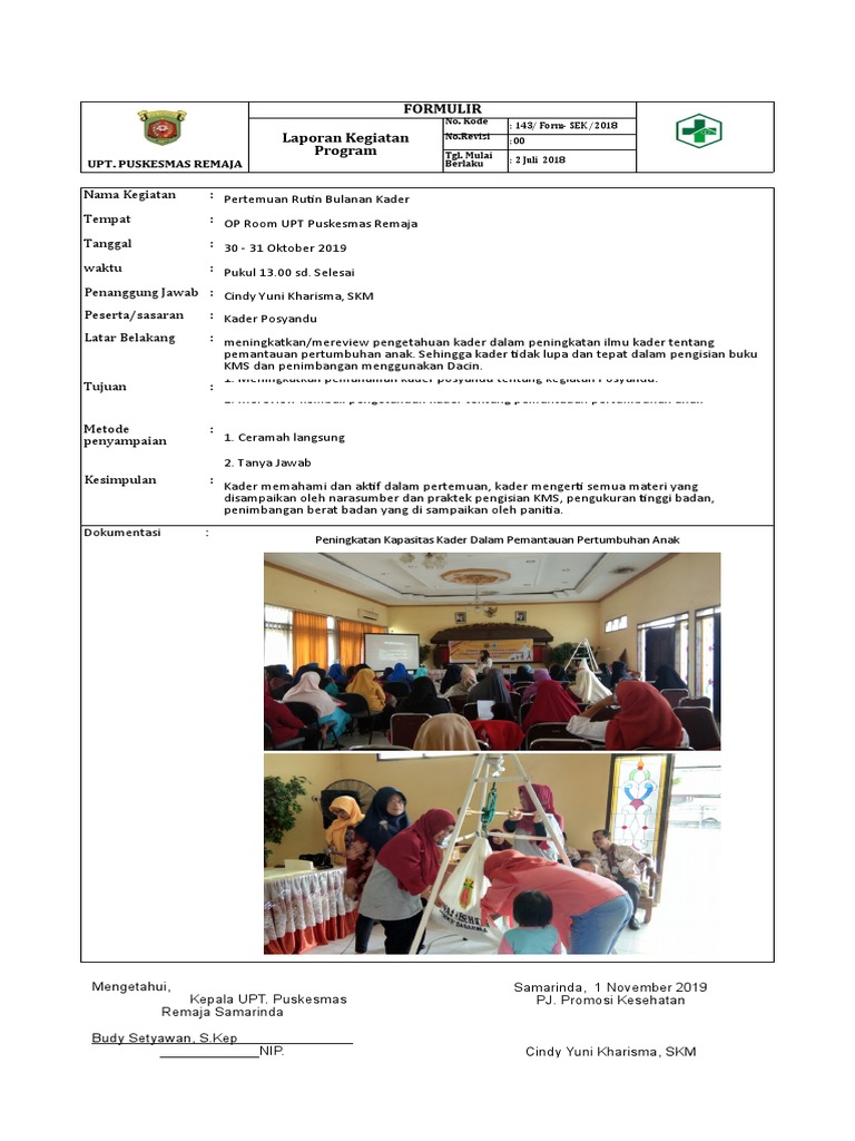 Laporan Refreshing Kader | PDF | Gaya Hidup