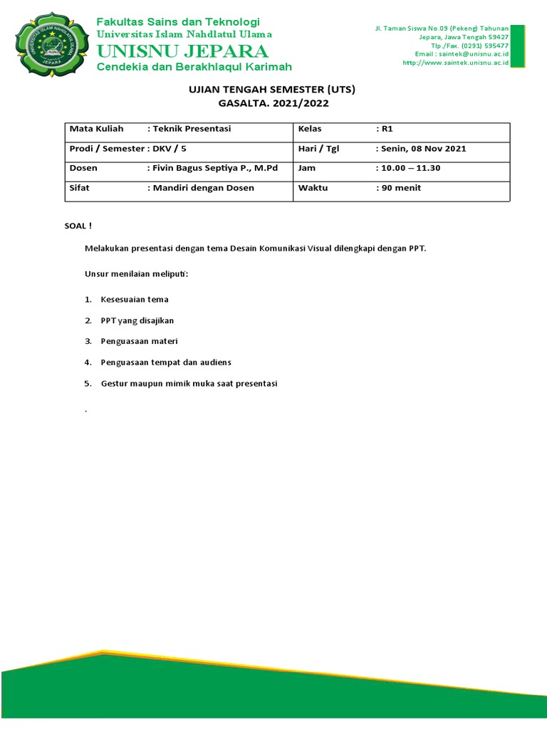 UTS Teknik Presentasi DKV UNISNU Jepara | PDF | Komputer