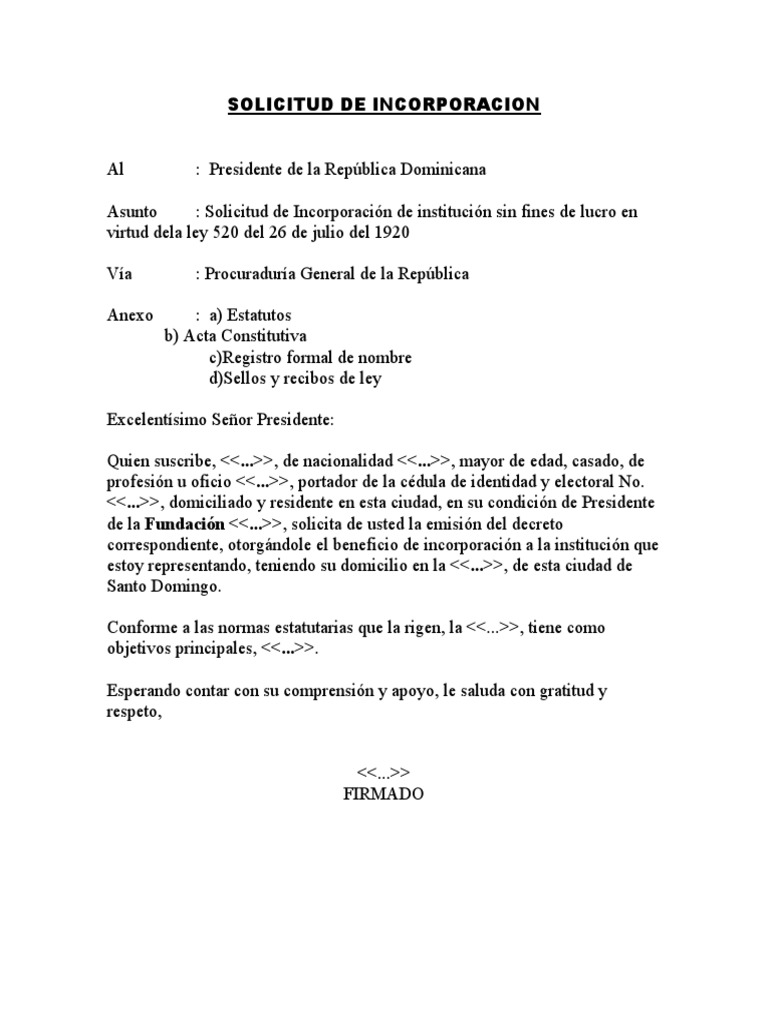 Solicitud de Incorporacion | PDF