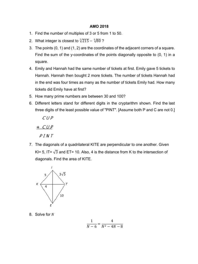 Amo 2018 | PDF | Triangle | Numbers