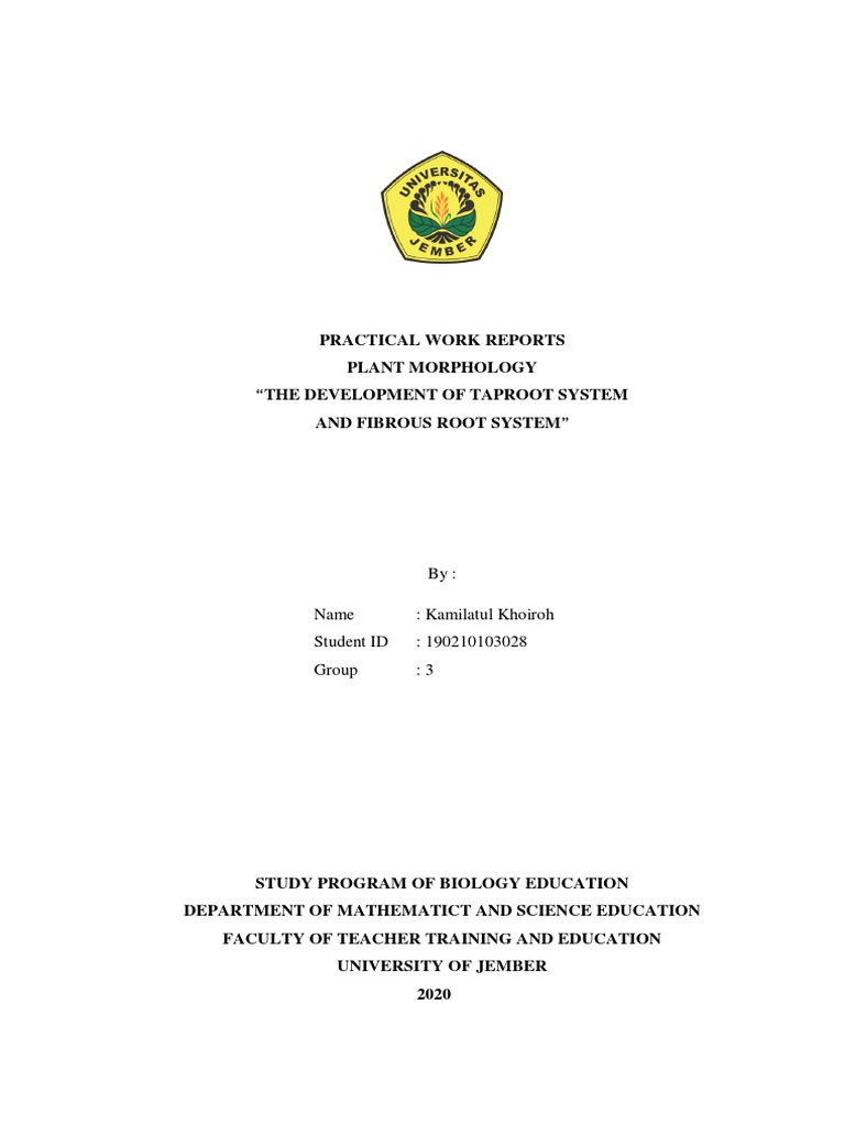 Practical Work Reports Plant Morphology "The Development of Taproot ...