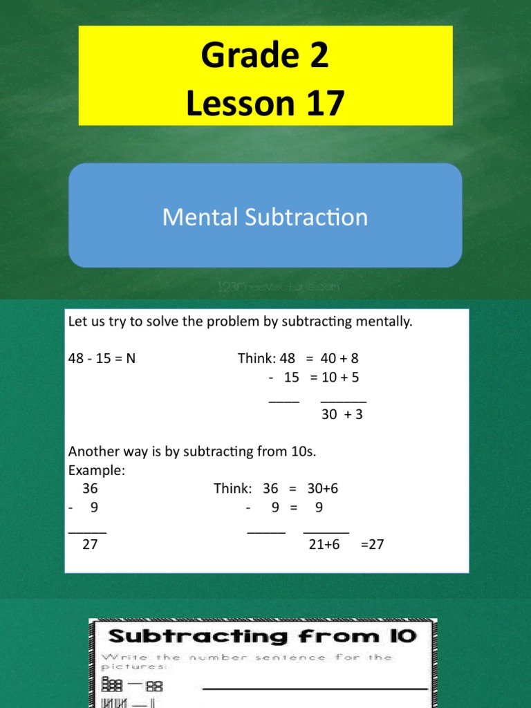 Mental Subtraction Strategies for Grade 2 | PDF