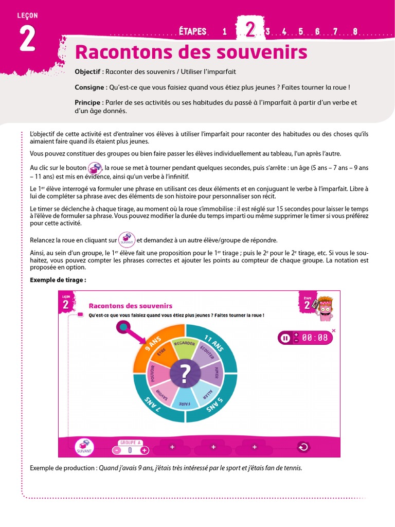 Utiliser l'Imparfait pour Raconter des Souvenirs | PDF | Phrase | Verbe