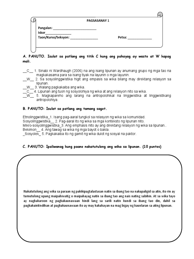 3rd Week Pagsasanay | PDF
