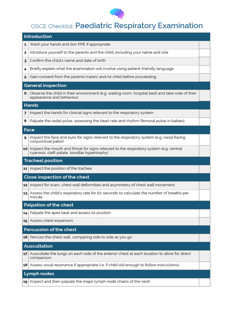 Paediatric Respiratory Examination: OSCE Checklist | PDF | Clinical ...