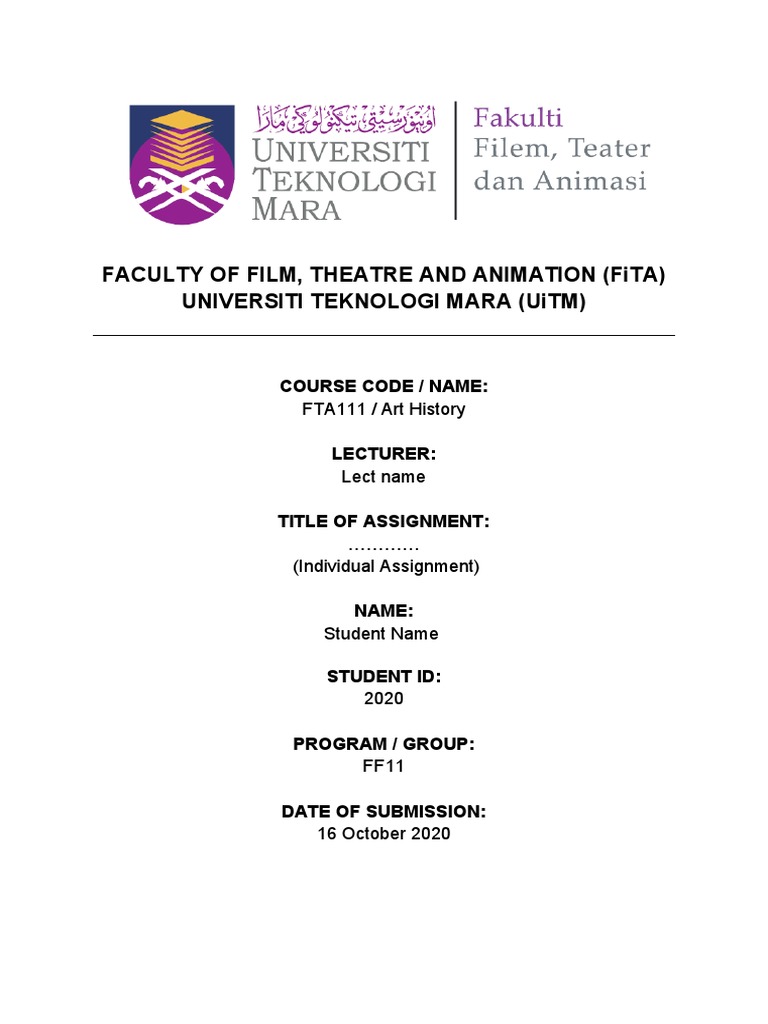 Faculty of Film, Theatre and Animation (Fita) Universiti Teknologi Mara ...
