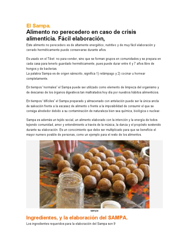 El Sampa, Alimento No Perecedero | PDF | Alimentos | Kilogramo