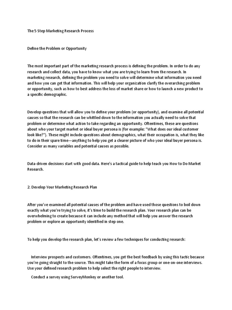 The 5 Step Marketing Research Process | Download Free PDF | Marketing ...