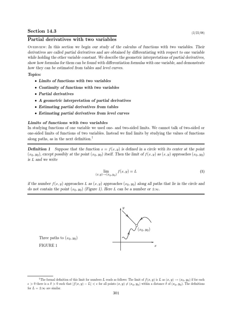Section 14.3 Partial Derivatives With Two Variables | PDF | Derivative ...