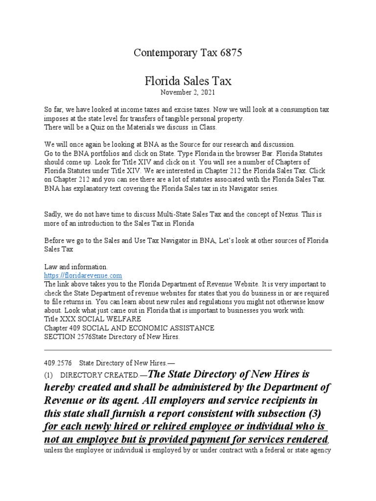 Florida Sales Tax 1122021 1112021 | PDF | Taxes | Sales Taxes In The ...
