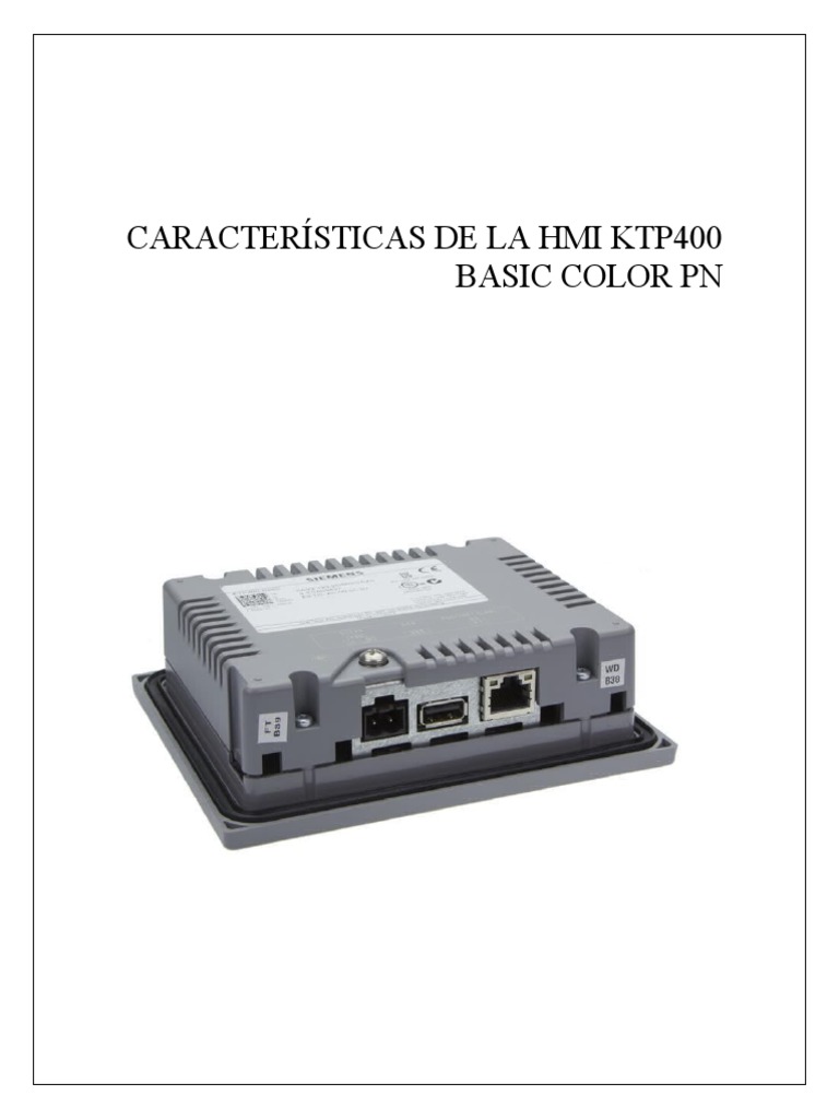 Características de La Hmi KTP400 Basic Color PN | PDF | Básico ...
