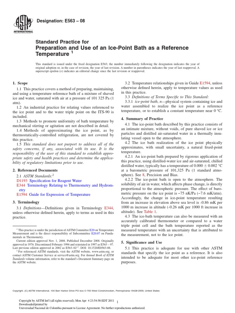 Preparation and Use of An Ice-Point Bath As A Reference Temperature ...