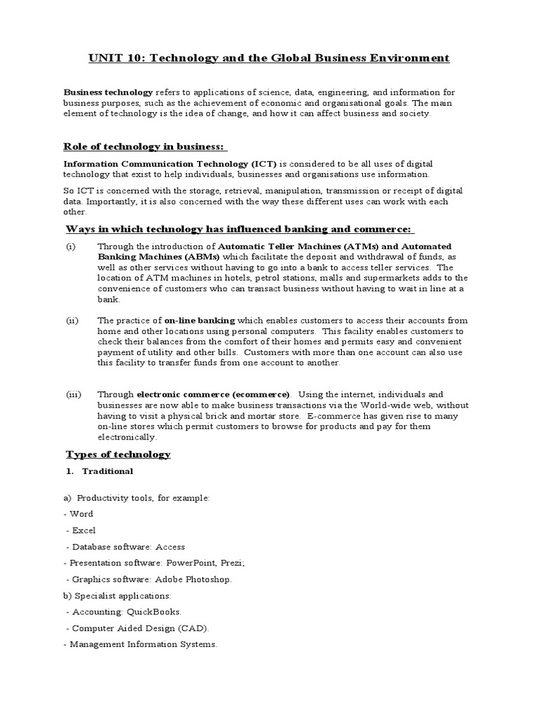Technology & The Global Business Environment' | PDF | Social Science ...