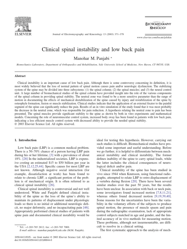 Clinical Spinal Instability and LBP | PDF | Vertebral Column | Muscle
