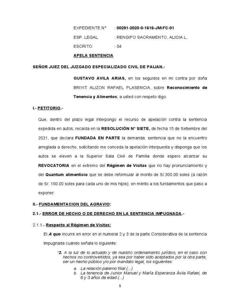 Apela Sentencia - Giomar | PDF | Sentencia (ley) | Demanda judicial
