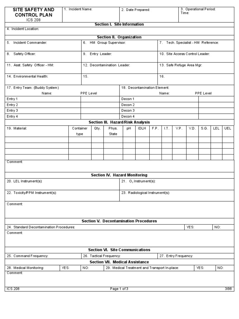 Ics 208 | PDF | Emergency | Dangerous Goods