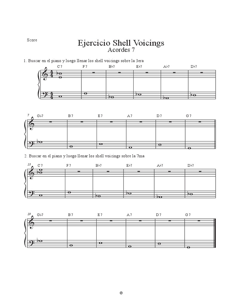 Ejercicio - Shell Voicings Acordes 7 - Score | PDF