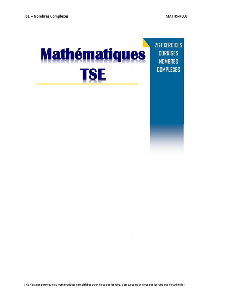 Exo-Corr-Complexe TSE | PDF | Nombre complexe | Zéro d'une fonction