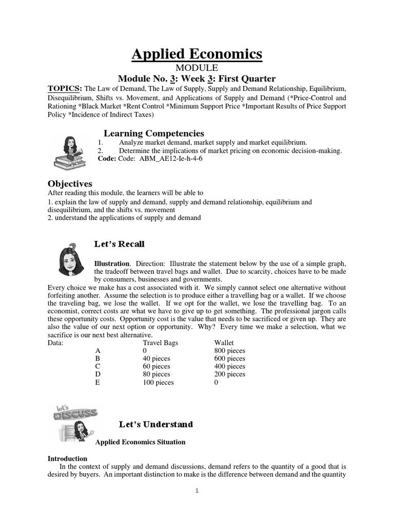 Applied Economics: Module No. 3: Week 3: First Quarter | PDF | Demand ...