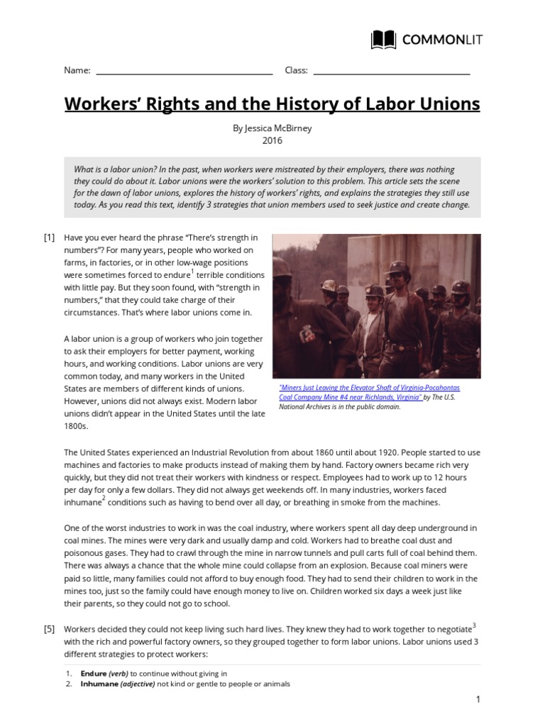 Worker's Rights and The History of Labor Unions | PDF | Trade Union ...
