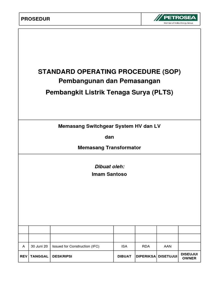 Imam Santoso - PLTS (SOP, IK, JSA) | PDF