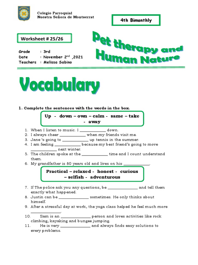 Worksheet 25 - 26 - 3rd - MSP - E | PDF
