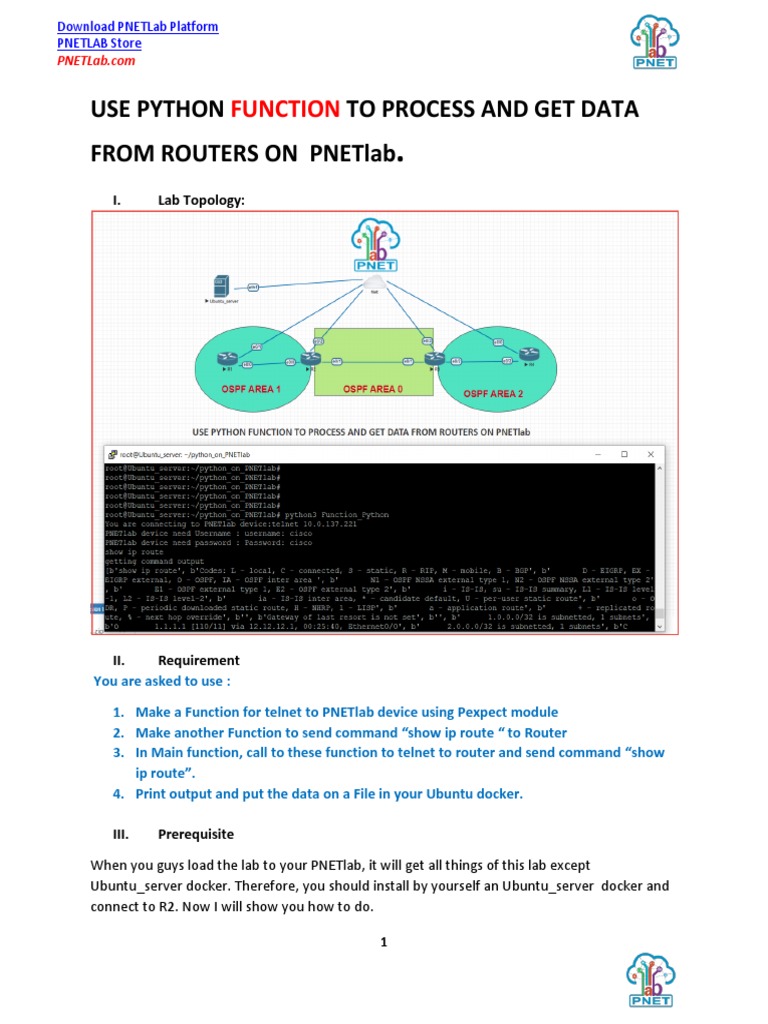 Use Python FUNCTION To Get and Process Data From Routers of PNETlab | PDF | Sudo | Router ...