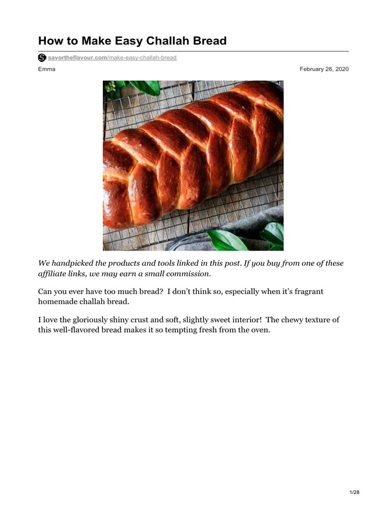 How To Make Easy Challah Bread | PDF | Breads | Dough