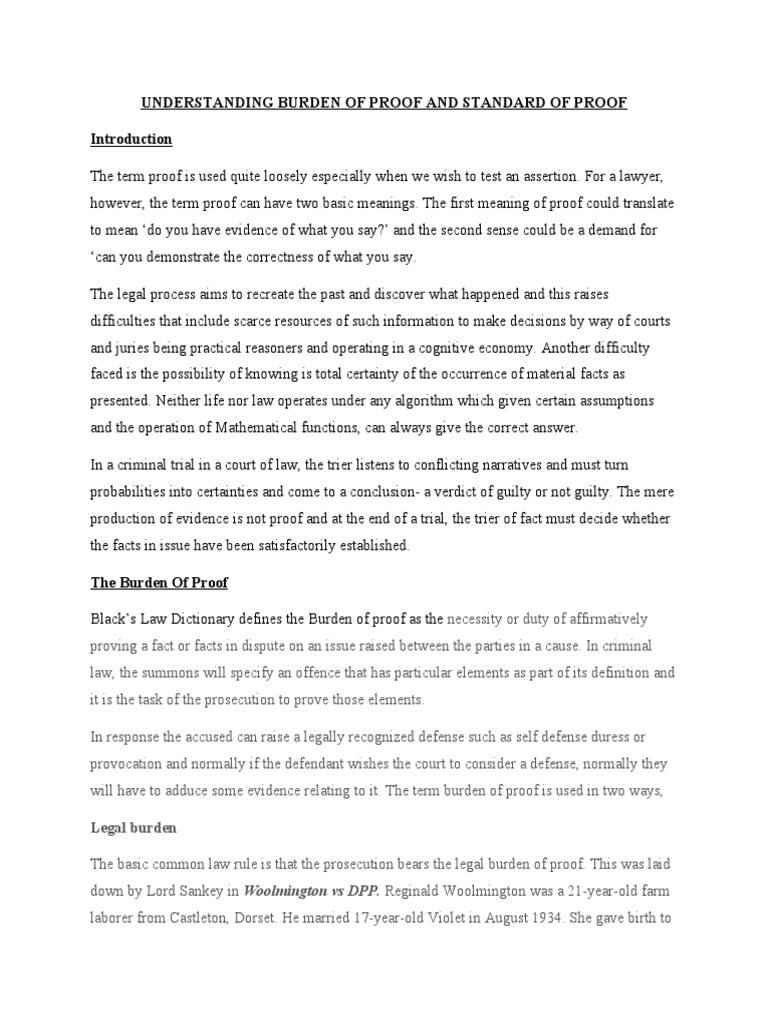 Difference Between Burden of Proof and Standard of Proof | PDF | Burden ...