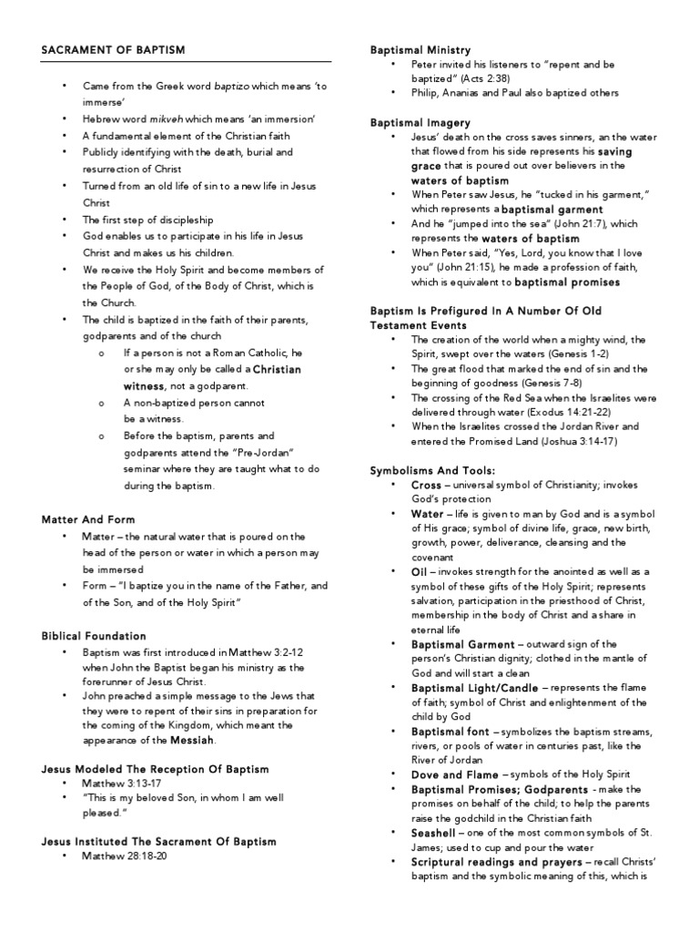 Sacrament of Baptism | PDF | Baptism | Jesus