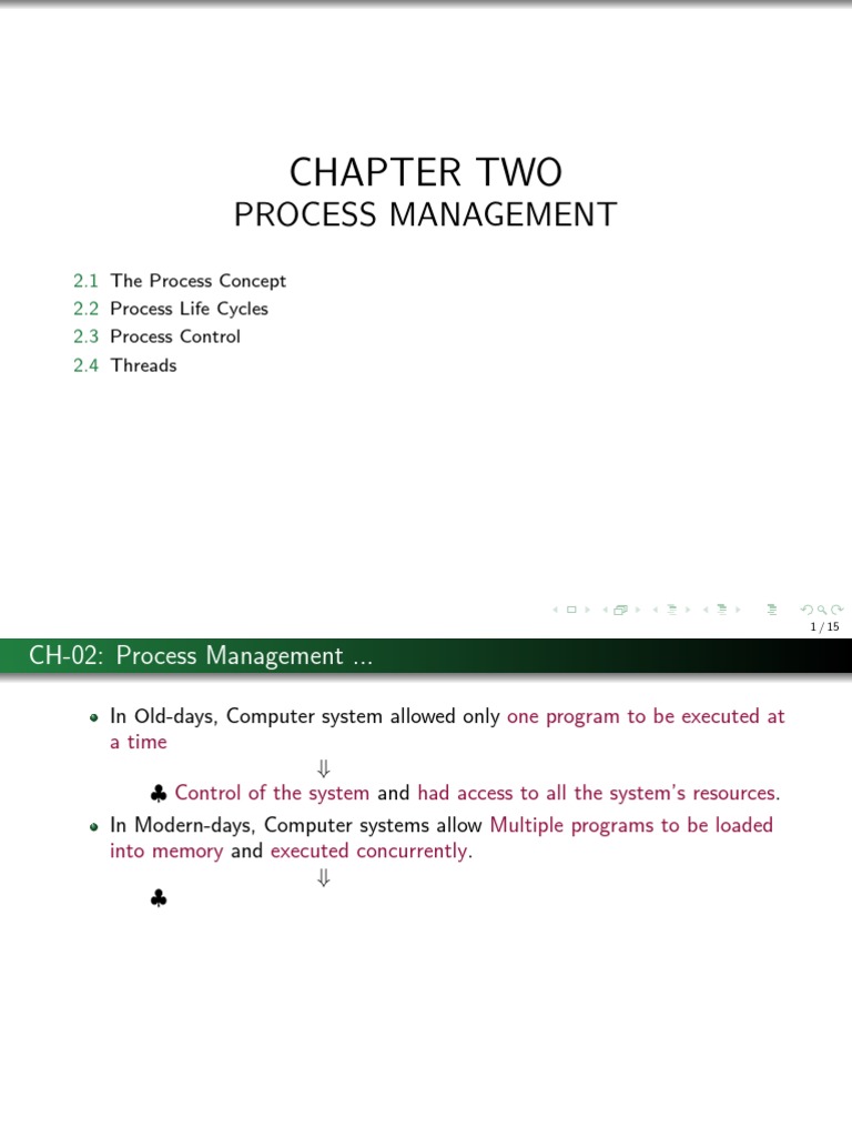 Chapter Two Process Management Pdf Thread Computing Process Computing